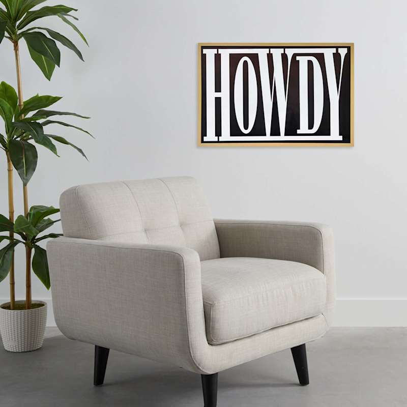 Glass Framed Typography Howdy Print Wall Art, 37x25