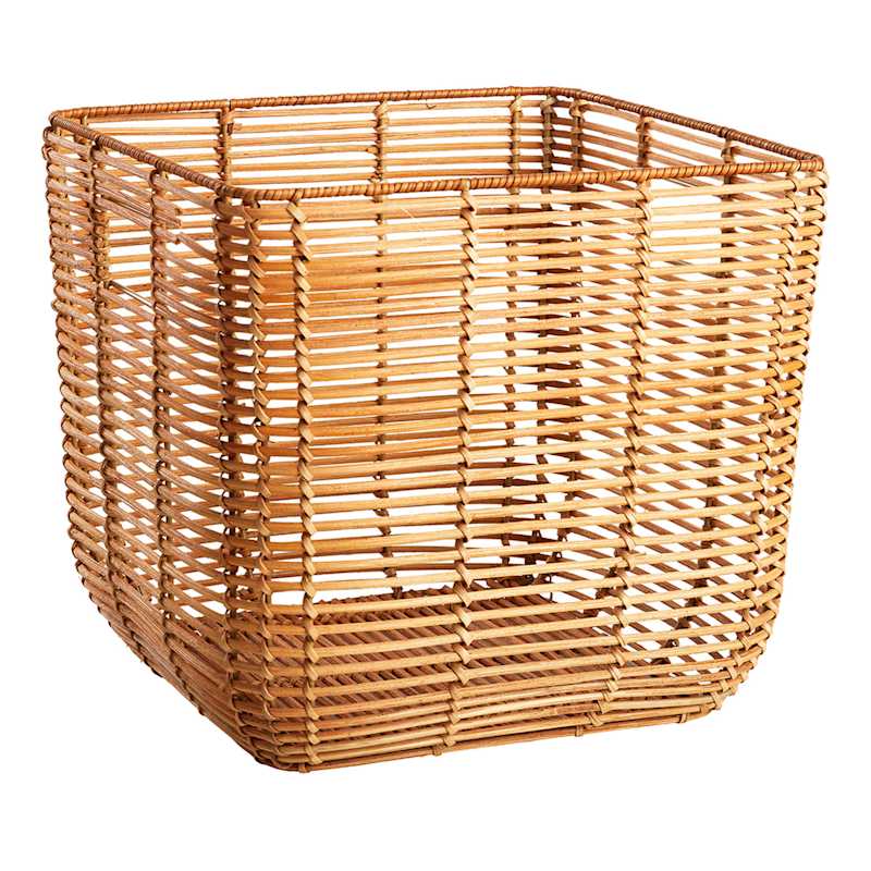 Found & Fable Brown Natural Square Rattan Storage Basket, Small