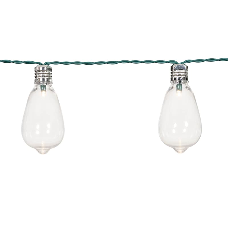 15-Count Solar LED Edison String Lights with Green Wire