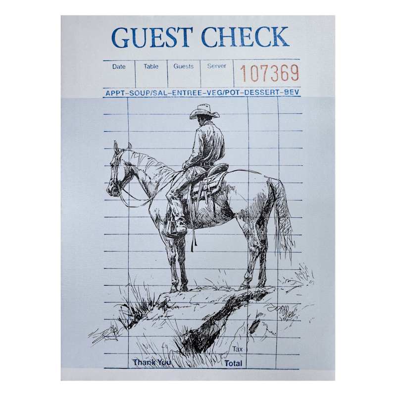 Cowboy Guest Check Canvas Wall Art, 12x16