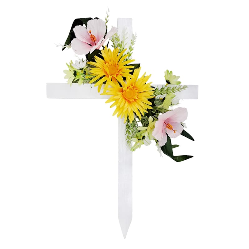 Memorial Floral Cross Stake, 24"