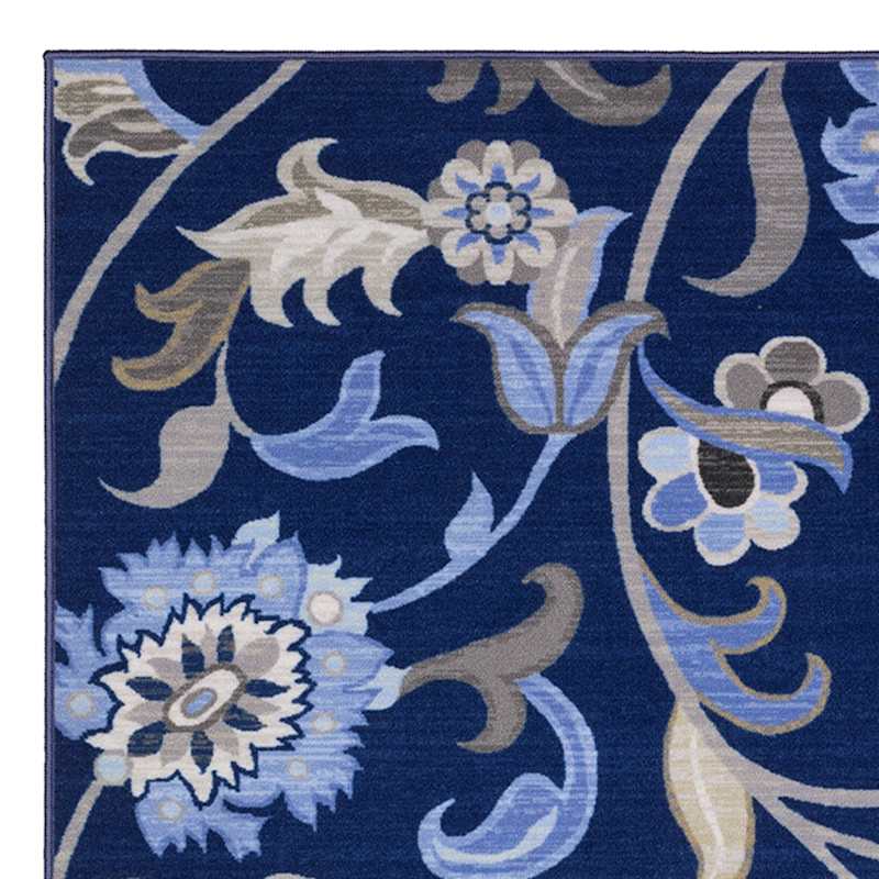 (D624) Seaton Navy Blue Floral Accent Rug, 4x6