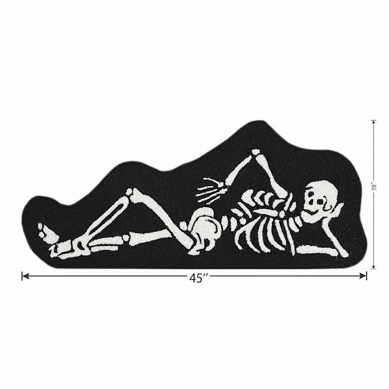 Happy Haunting Reclining Skeleton Shaped Hook Accent Rug, 19x45
