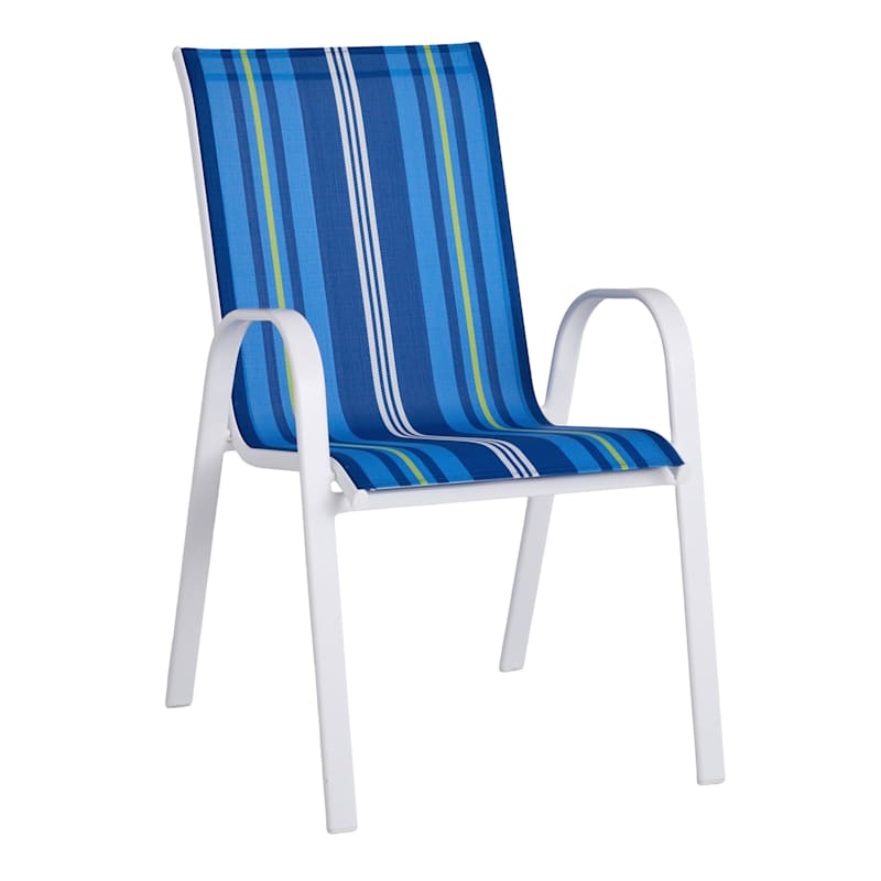 Stackable Sling Patio Chair, Ocean Stripe