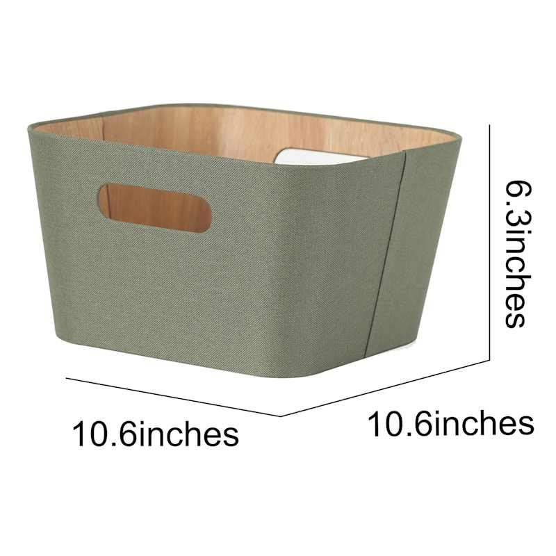Green Sage & Wood Print Storage Basket, 8l