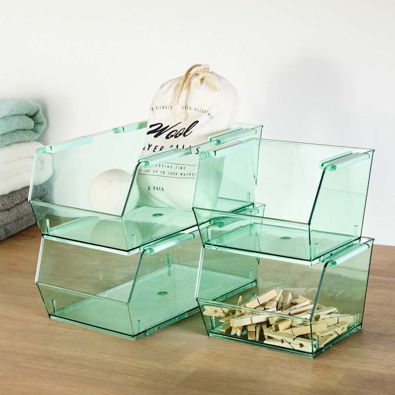 Real Simple 2-Piece Green Stackable Bins Small | At Home