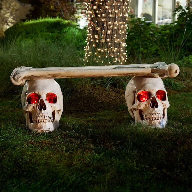 Lighted Skull & Bones Bench | At Home